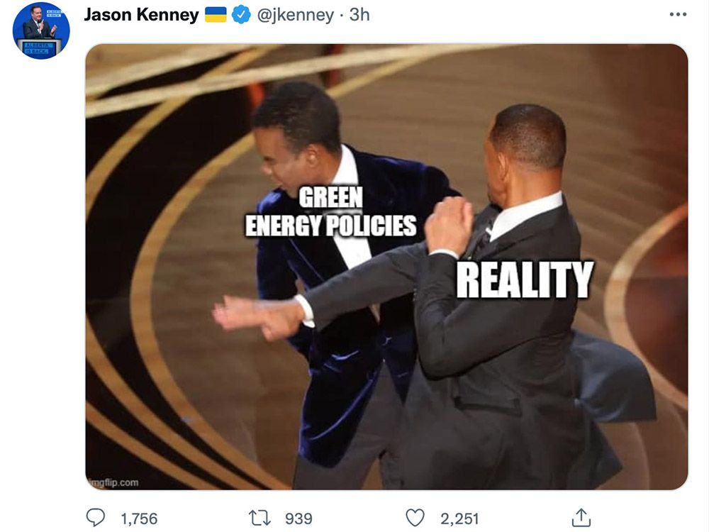 Kenney stands by meme calling out green energy policy | Biocap
